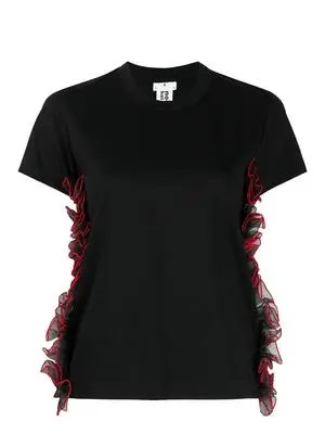 Noir Kei Ninomiya Ruffle Short-sleeve Top - Black