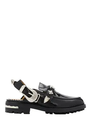 Toga Sling-back Mule Loafers - Black