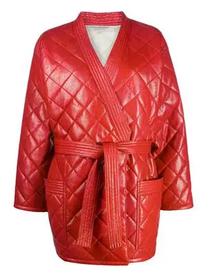 Philosophy Di Lorenzo Serafini Quilted Front Tie Coat - Red