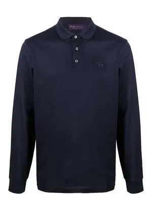 RALPH LAUREN PURPLE LABEL Long-sleeved Logo Polo Shirt