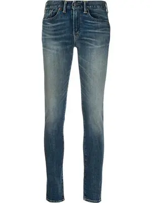 Ralph Lauren Stonewashed Mid-rise Skinny Jeans - Blue