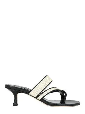 Manolo Blahnik Susa 50 Sandal - Light Khaki & Black
