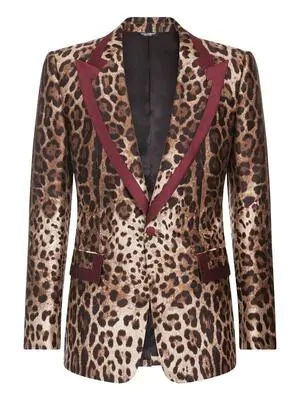 Dolce & Gabbana Leopard-print Single-breasted Silk Blazer - Brown