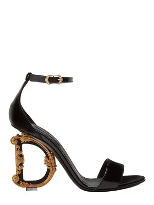 Dolce & Gabbana Baroque Dg 105mm Leather Sandals - Black