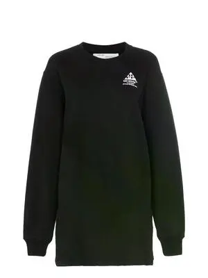 Off-White Floral Arrow Print Cotton Sweatshirt Dress - Black