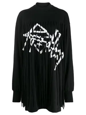 PALM ANGELS Two-tone Fringed Dress