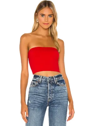 Susana Monaco Strapless Crop Top - Perfect Red