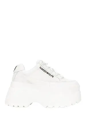 NAKED WOLFE Ridged Sole Platform Sneakers - White