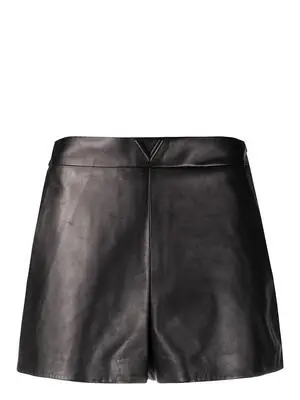Valentino Garavani High-waisted Leather Shorts - Black