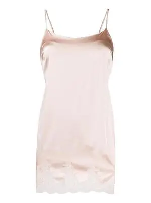 FLEUR OF ENGLAND Silk Slip With Lace Hem - Pink
