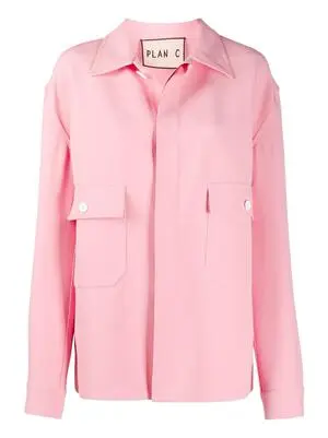 Plan C Oversized Shirt Jacket - Pink