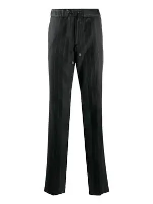 Etro Striped Drawstring-waist Trousers - Grey