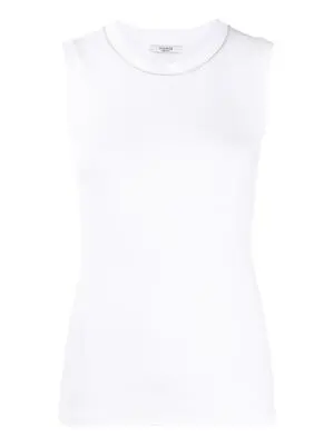 Peserico Beaded-trim Tank Top - White