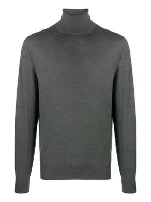 DELL'OGLIO Roll Neck Merino Sweater - Grey
