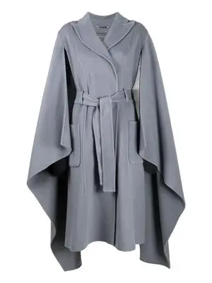 Alberta Ferretti Double-breasted Virgin Wool-blend Cape Coat - Blue