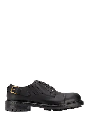 Dolce & Gabbana Leather Buckle Derby Shoes - Black