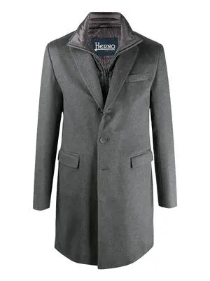 Herno Single-breasted Layered Coat - Grey