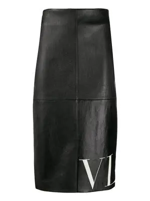 Valentino Garavani Pencil Skirt With Vltn Print - Black