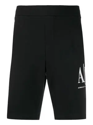 Armani Exchange Logo-embroidered Track Shorts - Black