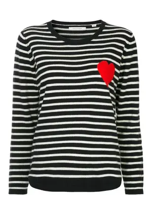 Chinti & Parker Breton Stripe Heart Jumper - Blue