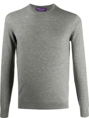Ralph Lauren Purple Label Ribbed Crew Neck Sweater - Grey