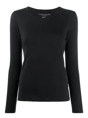 Majestic Filatures Fine-knit Long-sleeve T-shirt - Black