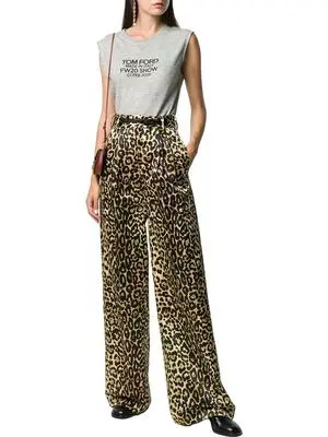 TOM FORD Leopard Print Wide-leg Trousers - Neutrals