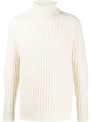ROBERTO COLLINA Waffle-knit Roll-neck Jumper - Neutrals