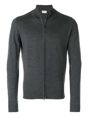 John Smedley High Neck Zip Cardigan - Grey