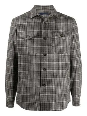 LARDINI Check Button-up Shirt Jacket - Brown