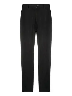 Y’s Wool Pinstripe Straight Leg Trousers - Black