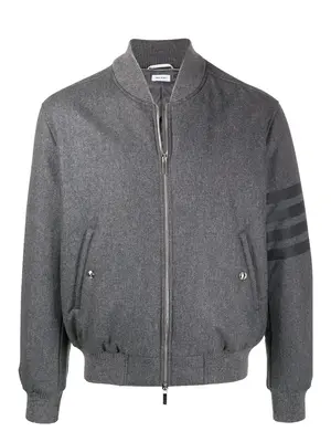 Thom Browne 4-bar Flannel Bomber Jacket - Grey