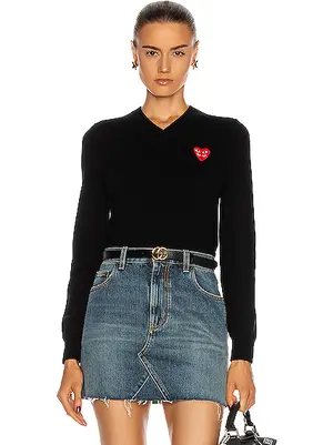 Play Comme Des Garcon COMME Des GARCONS PLAY V-Neck Pullover Black
