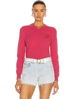 Play Comme Des Garcon COMME Des GARCONS PLAY V-Neck Pullover Pink