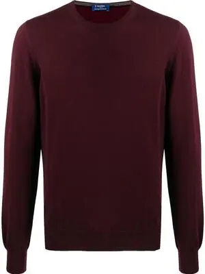 BARBA NAPOLI Crewneck Wool Jumper - Red