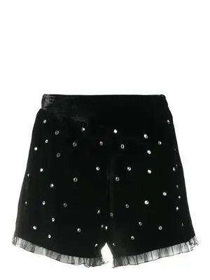 Philosophy Di Lorenzo Serafini Crystal-embellished Velvet Shorts - Black