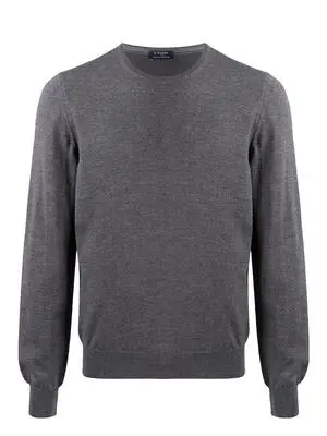 BARBA NAPOLI Crewneck Virgin Wool Jumper - Grey