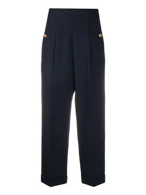 Sandro High-waisted Cropped Trousers - Blue
