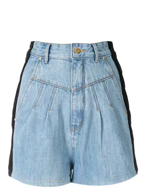 AMAPO Two-tone Denim Shorts - Blue