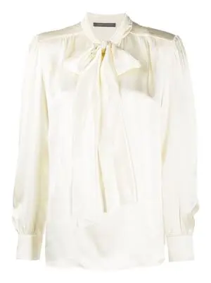 Alberta Ferretti Silk Pussy-bow Blouse - White