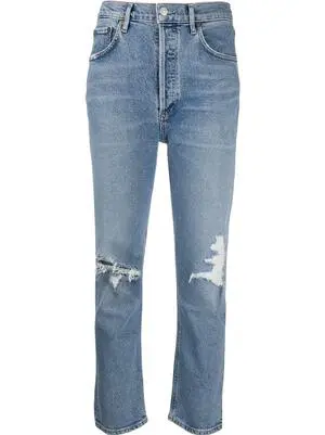 AGOLDE AGOLDE Ripped High-Rise Cropped Jeans