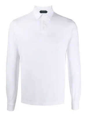 ZANONE Point-collar Long Sleeved Polo Shirt - White