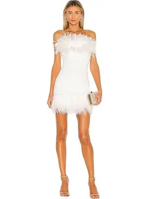 BRONX AND BRONCO Lola Blanc Feather Mini Dress - White
