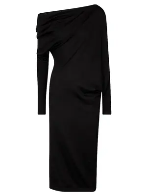 TOM FORD Cashmere And Silk Off-shoulder Midi Dress - Black