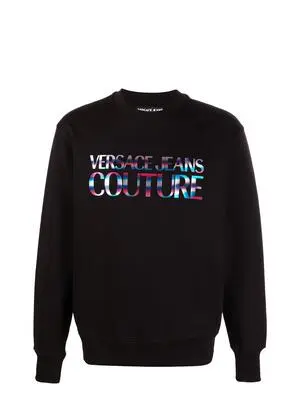Versace Logo Crew-neck Sweatshirt - Black