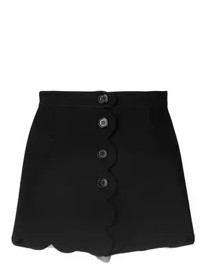 Red Valentino Scallop Trim Button Front Shorts - Black