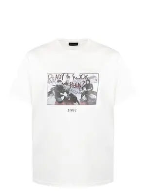 THROWBACK. Fishing-print Cotton T-shirt - White