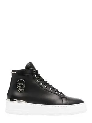 Philipp Plein Skull High-top Leather Sneakers - Black