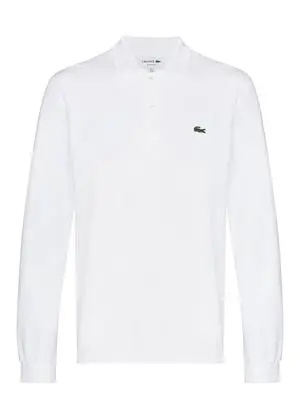 Lacoste Logo-patch Long-sleeve Polo Shirt White