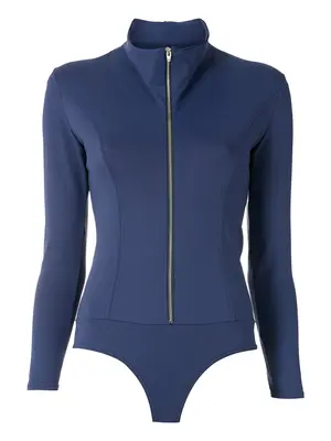 AMIR SLAMA Zipped Long Sleeve Bodysuit - Blue